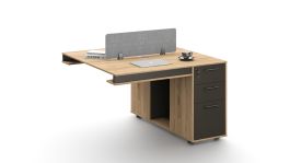 GSM HOME TZ 2-seater workstation extension Antique Oak + Iron Gray 1200 ...